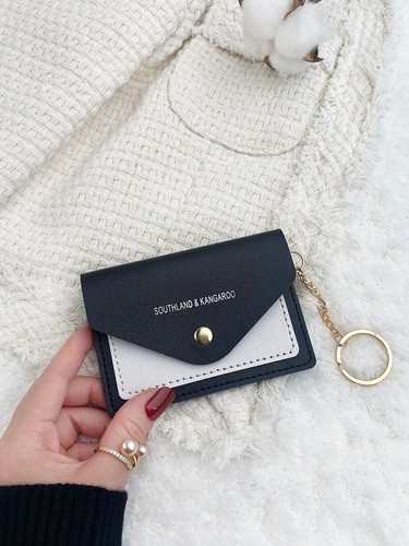 Snap Button Two Tone Card Holder Small Wallet Card Holder Small Purse ...