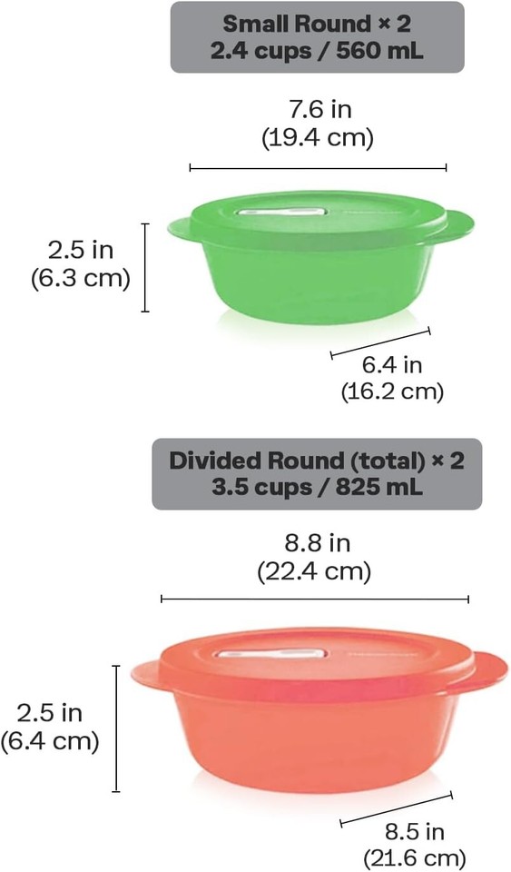 Tupperware CrystalWave PLUS 4 Piece Round Food Storage Container Set ...