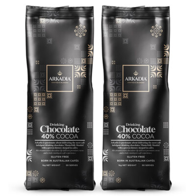 2x Arkadia 40% Cocoa 1kg Hot/Drinking Chocolate Powder Dark Blend ...