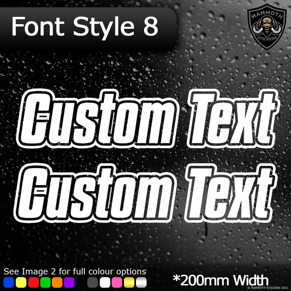 2x Outlined Custom Text Stickers Personalised Name Car Bike Window ...