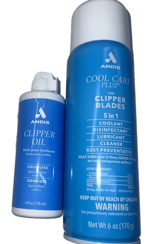 Andis Cool Care Plus 6 Oz Spray + Blade Oil 4oz - Clipper Trimmer Clean ...