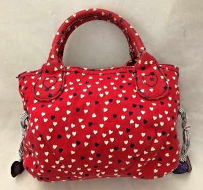 Old Navy Red Heart Design 3X5.5X9" Cotton Girl Purse w Two 8" Handles ...