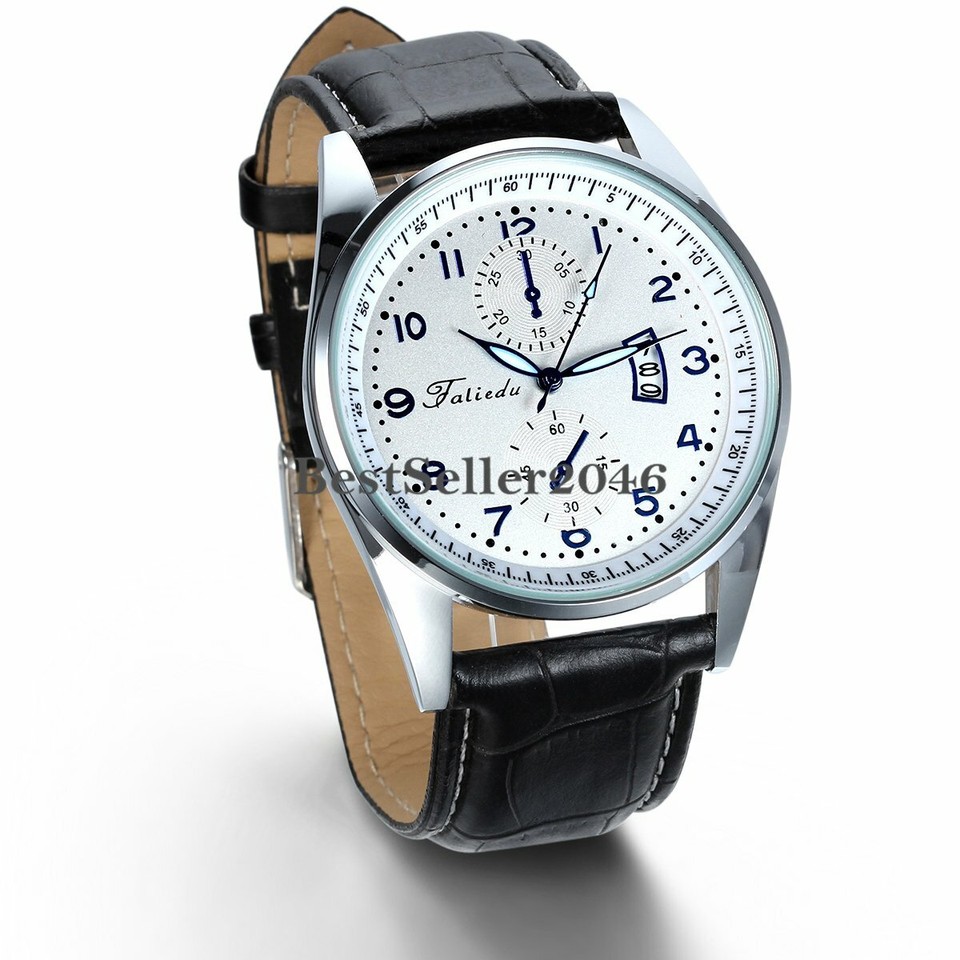 Business Mens Womens Watches Calendar Date Leather Band Sport Quartz ...