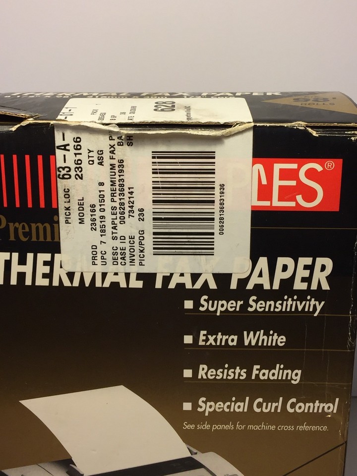 STAPLES THERMAL FAX PAPER Six 98" Rolls PREMIUM QUALITY | eBay