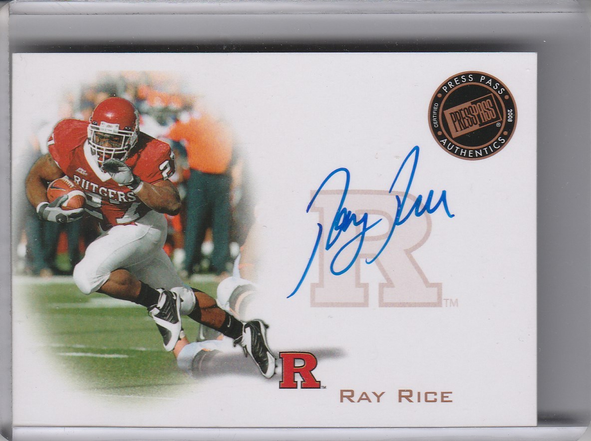 2008 PRESS PASS #PPS-RR RAY RICE AUTOGRAPH ROOKIE RC RUTGERS & RAVENS ...