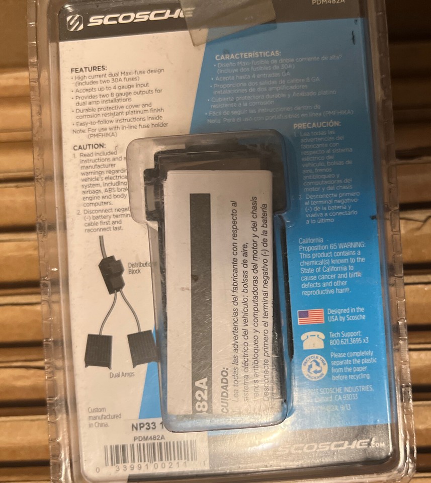 Scosche PDM482 Fused Distribution Block,Car Audio Amplifiers. 1x 4ga To ...