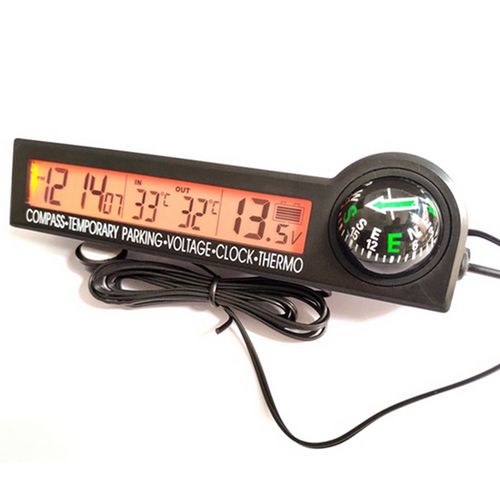 Digital Clock Compass Thermometer Outdoor Temperature Meter for Car ...