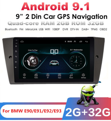 9'' Android 9.1 Quad-core Car Stereo Radio GPS 2+32GB For BMW E90 E91 ...