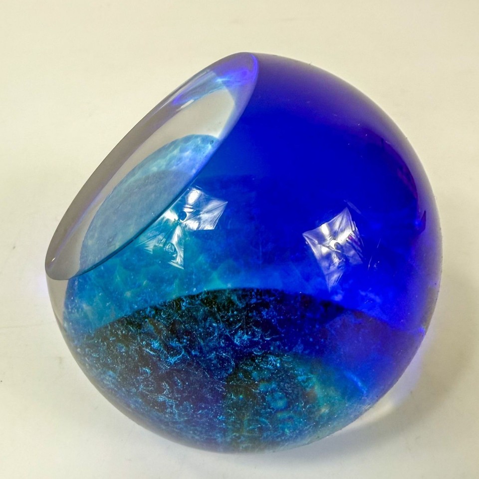 Caithness Scotland Art Glass Blue Round Paperweight Decorative ...