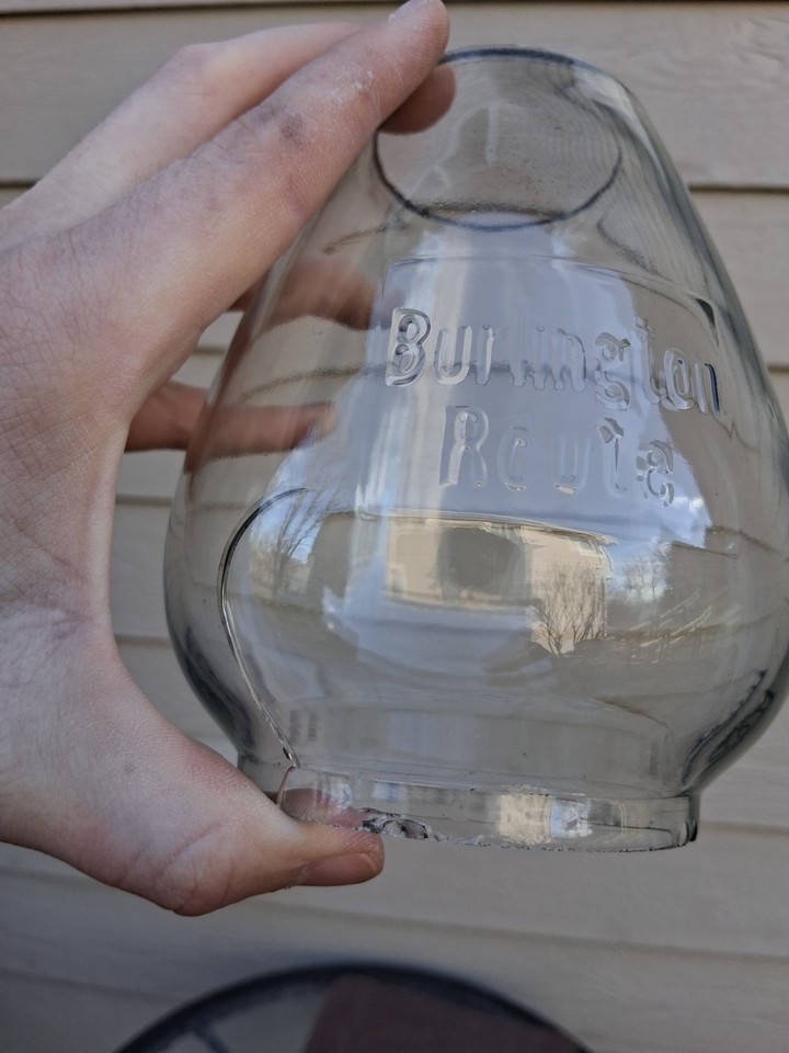 Burlington Route Extended Base Cast Clear Railroad Lantern Globe ...