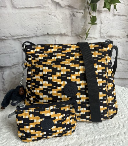 👜KIPLING BNWOT “AMIEL” Geometric Canvas Crossbody Bag/Purse, Mustard ...