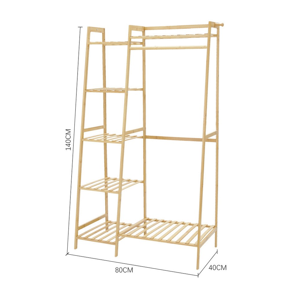 Solid Wooden Clothes Rail Rack Garment Hanging Display Stand Open ...