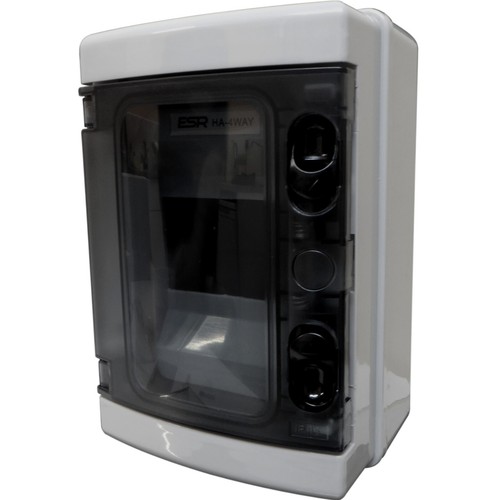 4 Way Consumer Unit Enclosure Plastic IP65 Outdoor with Door and DIN ...