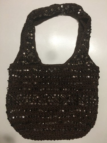 Handbags With Brown Sequins One Zipper Pocket Inside And Snap Closure ...
