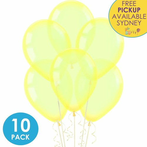 30CM NEON CRYSTAL YELLOW HELIUM LATEX BALLOONS 10PK BIRTHDAY PARTY ...