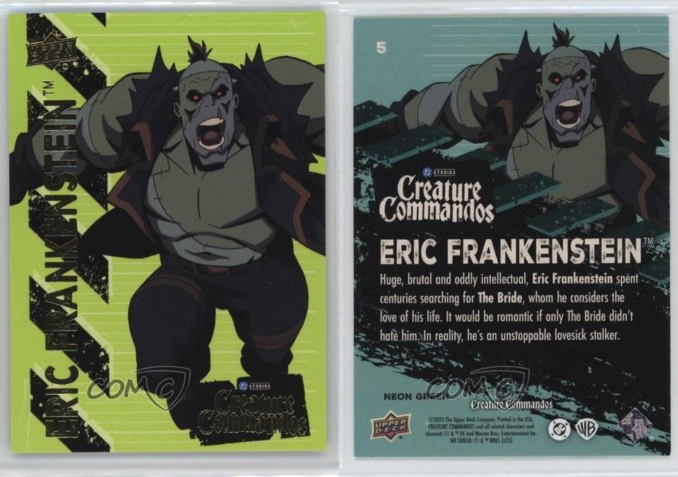 2025 Upper Deck DC Creature Commandos Green Neon /200 Eric Frankenstein ...