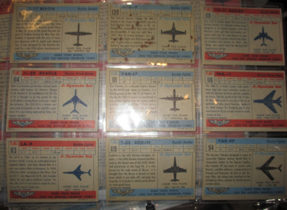 (9 )Topps 1957 Planes Cards-Russian Cold War Aircraft~In Plastic Sleeve ...