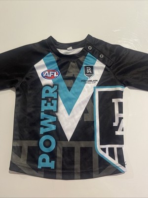 AFL Port Adelaide Baby Toddler Long Sleeve Jersey Style Shirt Size 6 ...