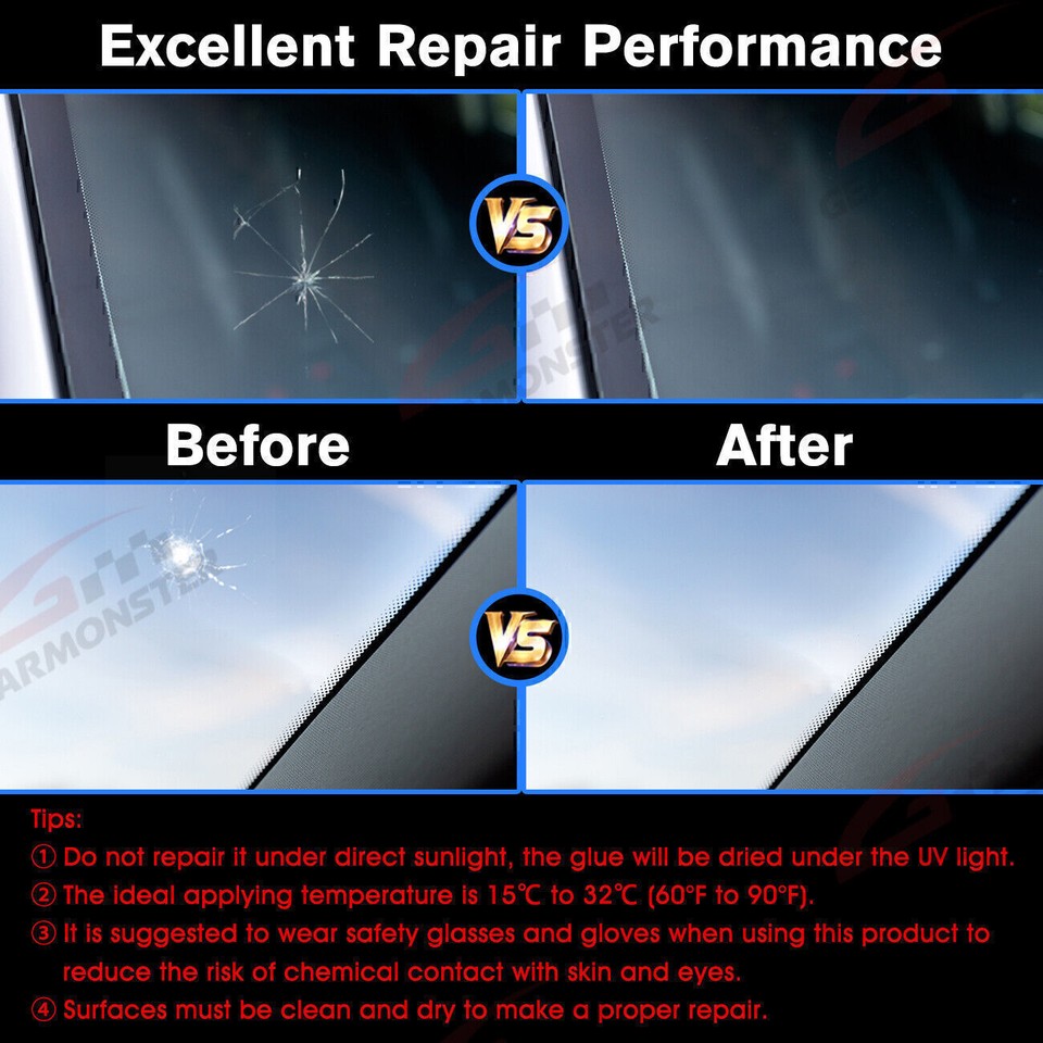 Windshield Repair Kit Quick Fix Car Wind Glass Bullseye Rock Chip Crack ...