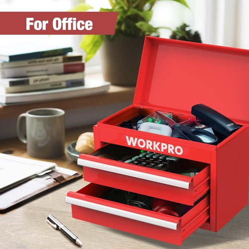 WORKPRO 2 Drawer Mini Tool Box, Metal Tool Storage Box for Daily Use ...