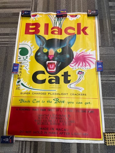 RARE Vintage Li & Fung NEW BLACK CAT Bottle Rockets POSTER fireworks ...
