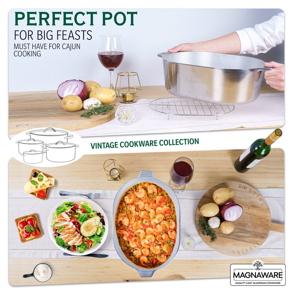 MAGNAWARE Quality Cast Aluminum Oval Dutch Oven - 10 QT 15" *Like ...