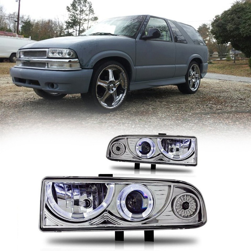 Headlights for 1998-2004 Chevy S10 Blazer Halo Projector Headlamps ...