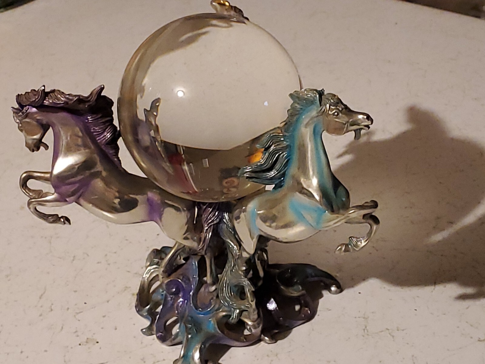 FRANKLIN MINT UNICORNS OF THE NEW AGE PEWTER SCULPTURE CRYSTAL BALL BY ...