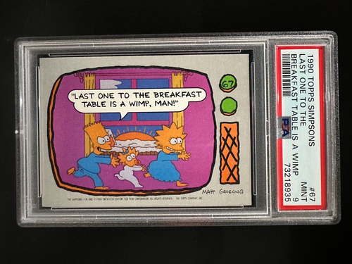 1990 Topps Simpsons #67 - Last One To The Breakfast Table Is A Wimp ...