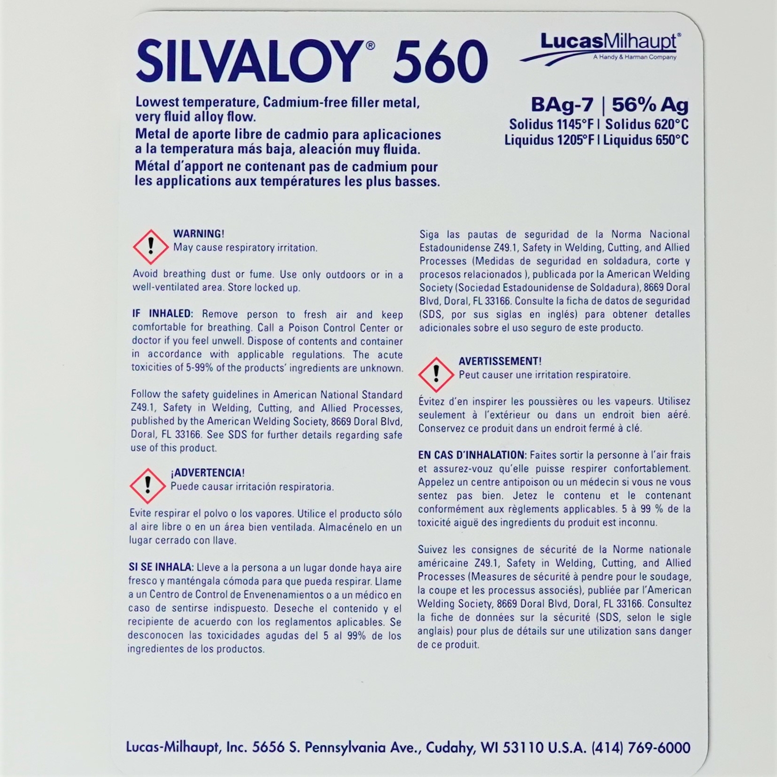 Lucas-Milhaupt 98060 Silvaloy 560 Braze Silver Solder 1oz. for sale ...