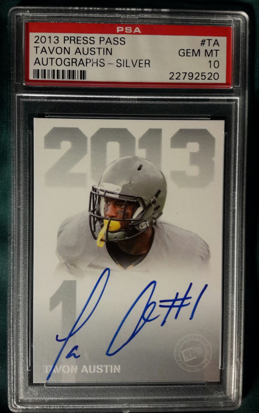 2013 PRESS PASS SILVER AUTO TAVON AUSTIN ROOKIE CARD #TA PSA 10 COWBOYS ...