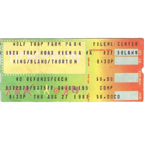 BB KING BOBBY BLAND BIG MAMA THORNTON Concert Ticket Stub 8/27/81 ...