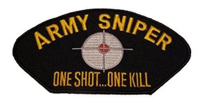 US ARMY SNIPER ONE SHOT ONE KILL PATCH SIGHTS TARGET CROSS HAIRS SHOOT ...