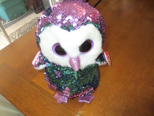 Ty Flippables Moonlight Violet Teal Sequined Owl 9” Beanie Boo nwt new ...