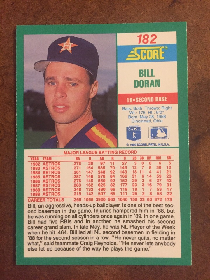 Bill Doran 182 Score 1990 MLB Baseball Trading Card | eBay