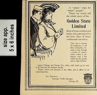 1904 Golden State Limited Rock Island Southern Pacific Vintage Print Ad ...