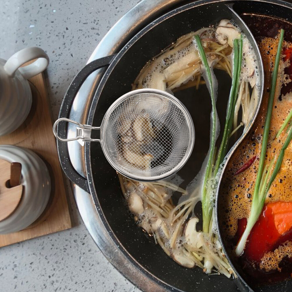 Mesh Filter Baskets Stainless Steel Colander Strainer Deep Pasta Spoon ...