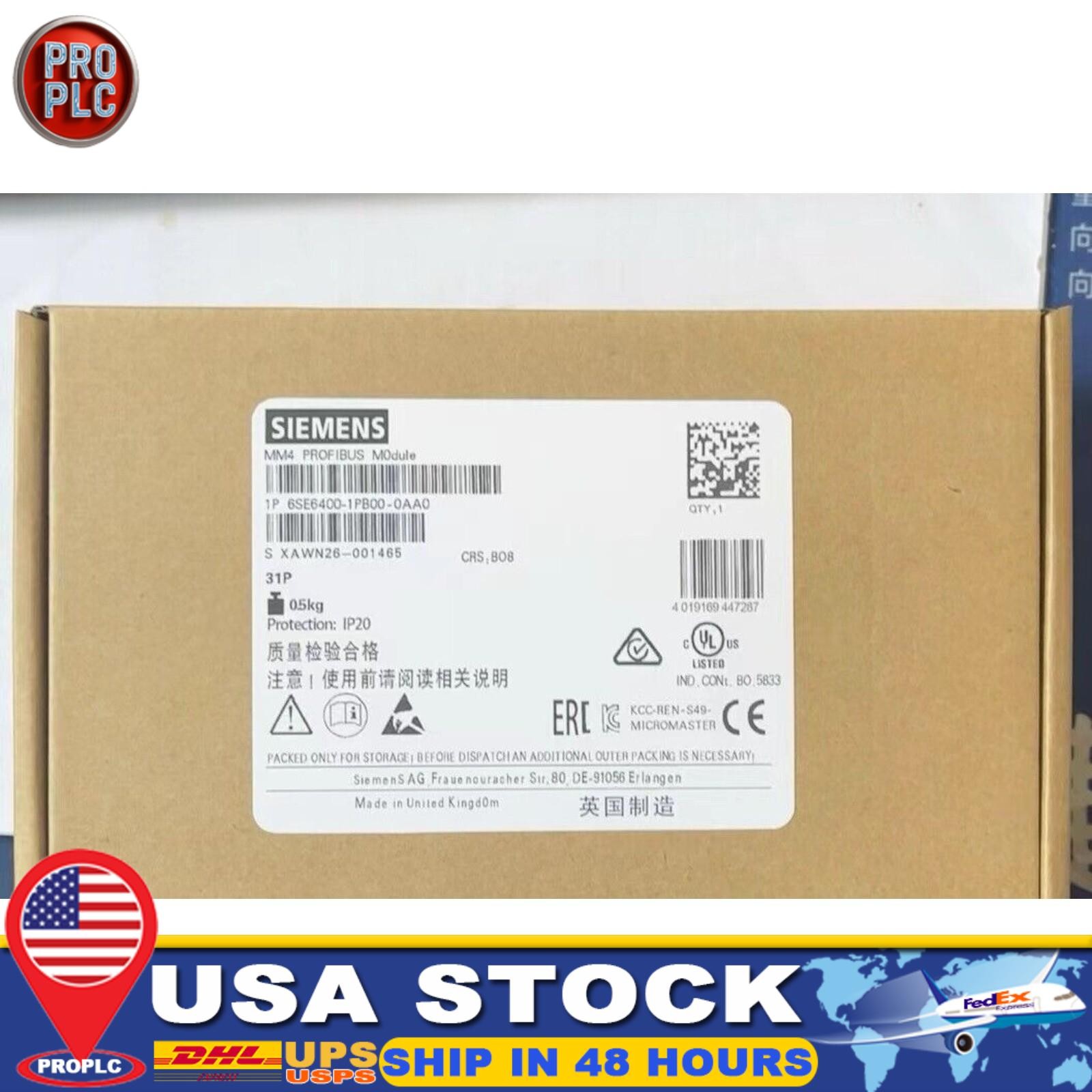 New Siemens MICROMASTER 4 PROFIBUS module 6SE6400-1PB00-0AA0 6SE6 400 ...
