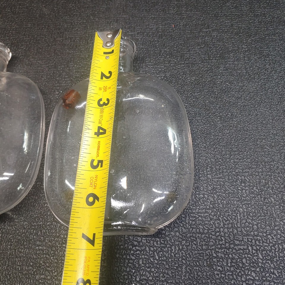 Lot Of 2 Vintage Pumpkin Seed Whiskey Glass Flask Bottle Antique 6.5 ...