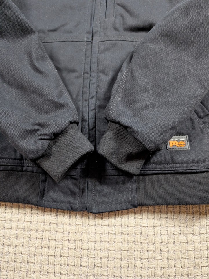 Timberland PRO Jacket Gritmans Canvas Hooded Mens Small Black Fleece ...