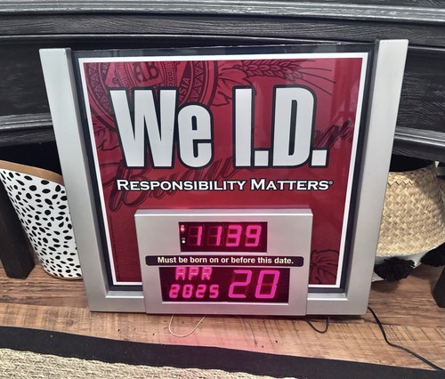 Budweiser Beer We ID 2008 Clock W/Date & Time Led Lighted Beer Sign Man ...