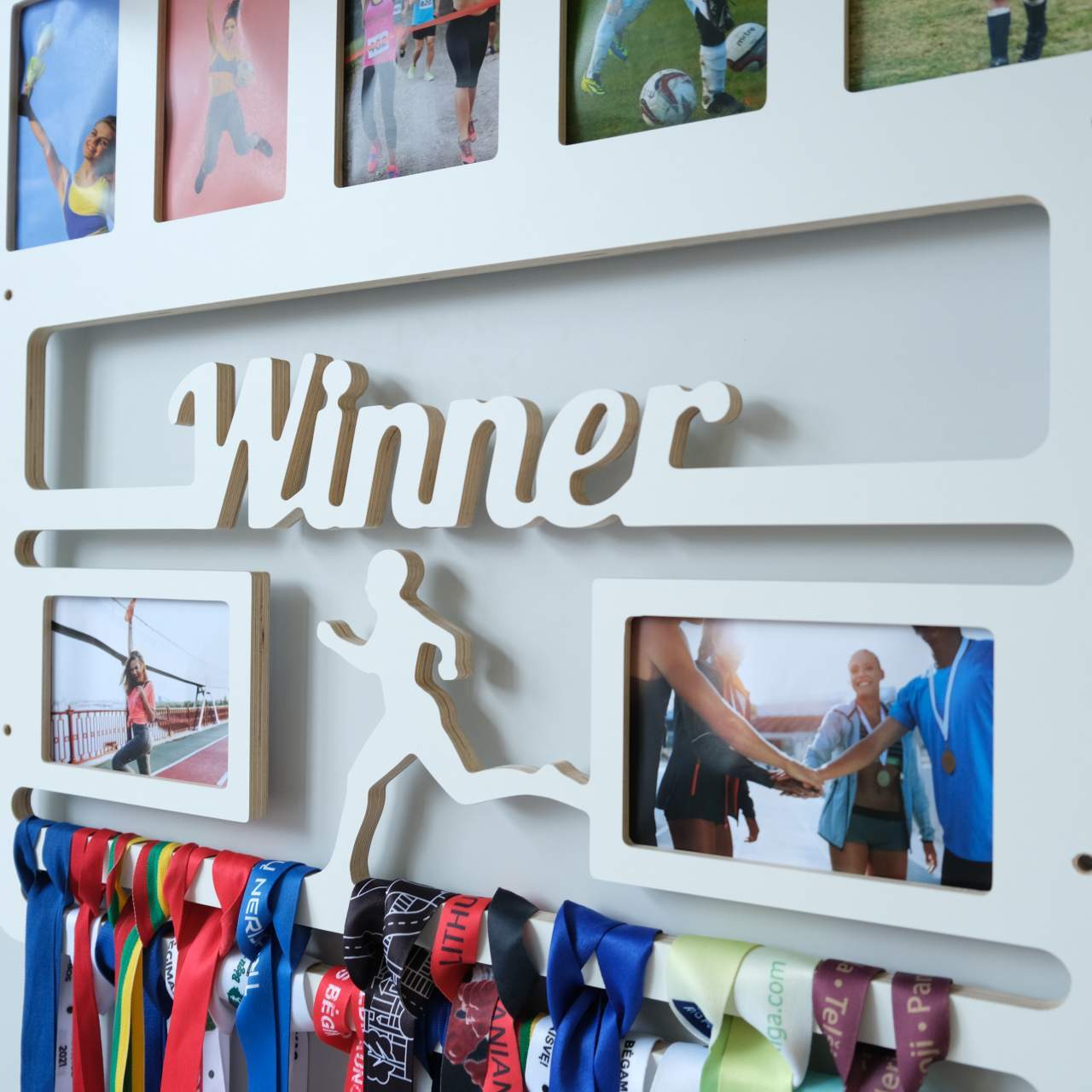 Wood Medal Holder Photo Frame Display Hanger Rack Kids Sport Gifts ...