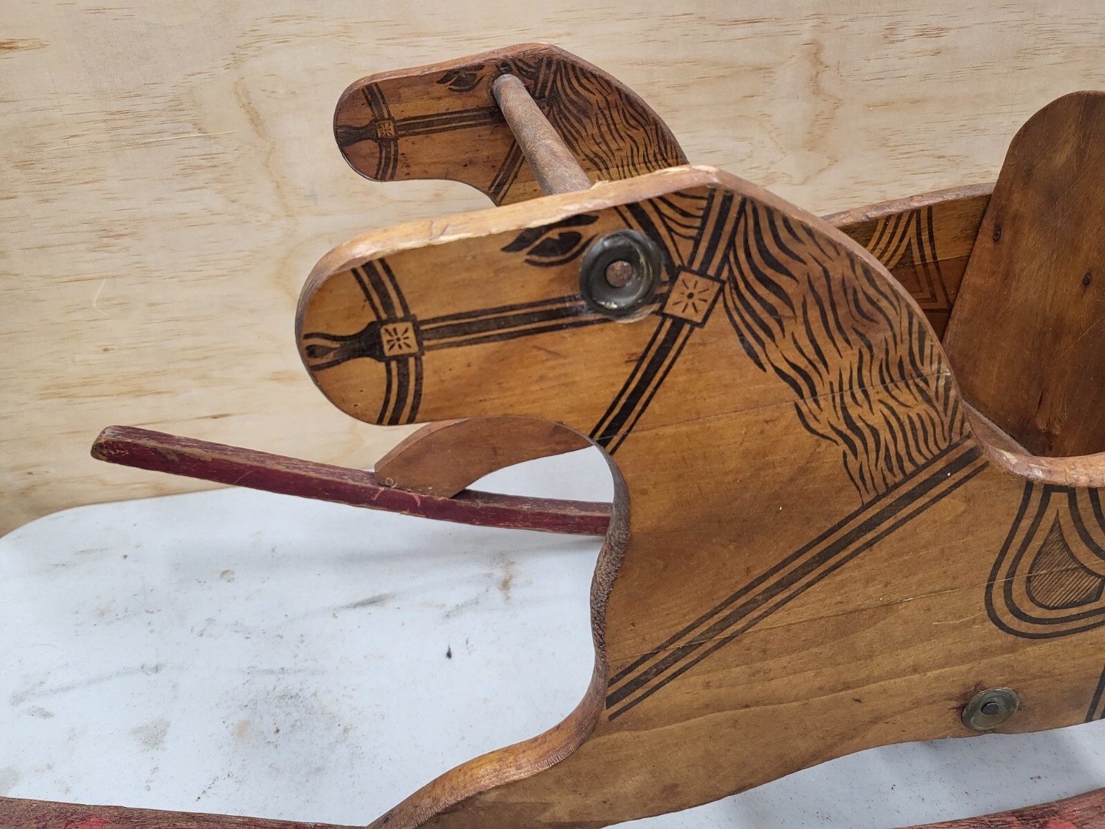 Child's Primitive 1912 Antique Shoo Fly Wood Rocking Horse with ...