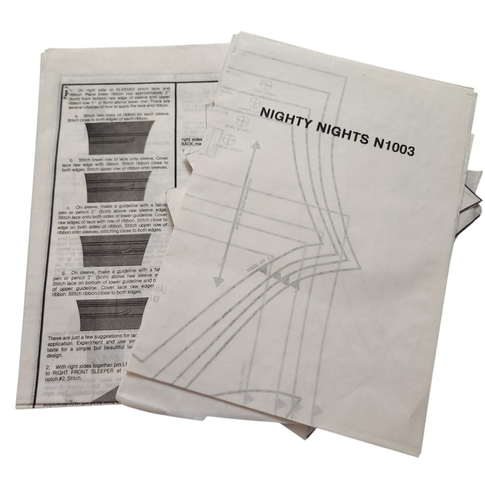 Vintage Sunrise Designs Nighty Nights Infant Sleepwear Pattern Preemie ...