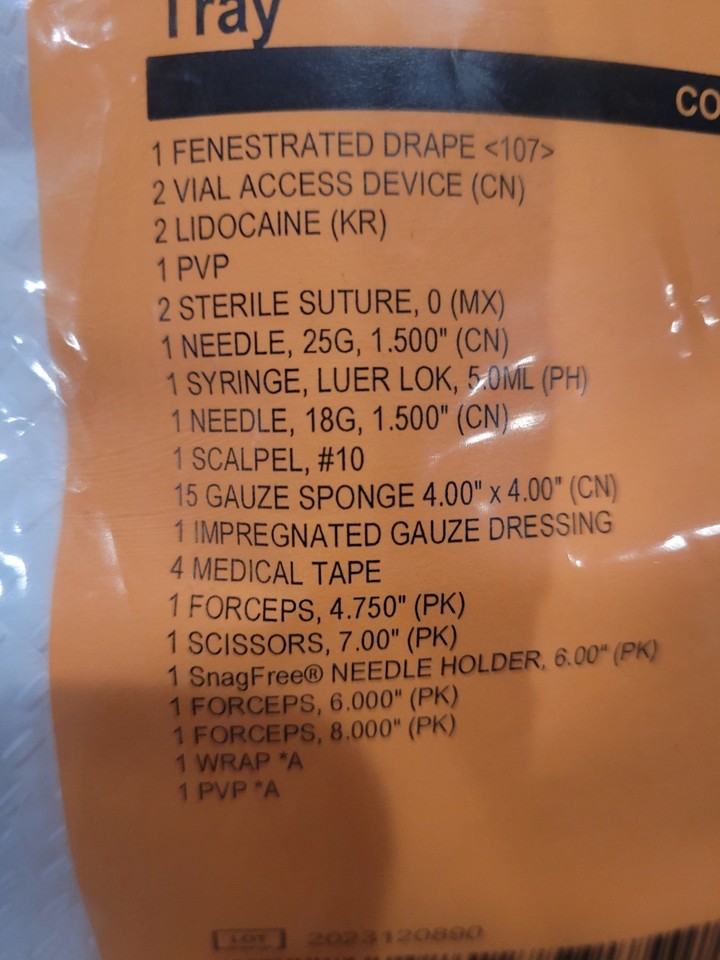 Centurion Deluxe Chest Tube Tray Kit MNS2250 | eBay