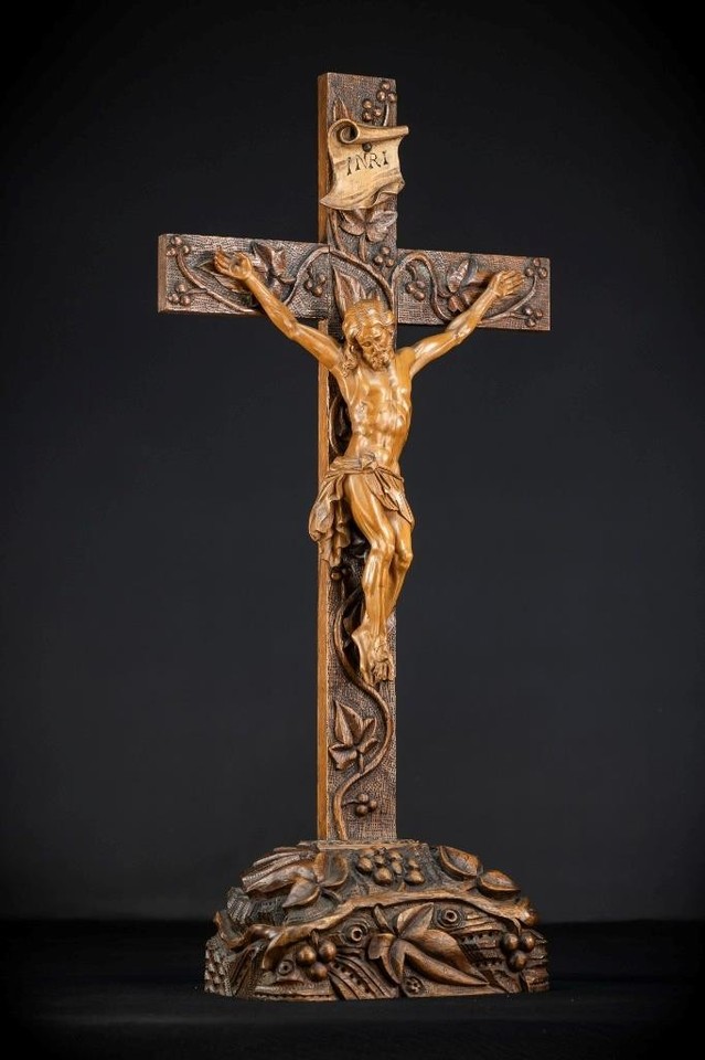 29.9" | Crucifix Altar | French Antique Wooden Church Cross | 1800s ...