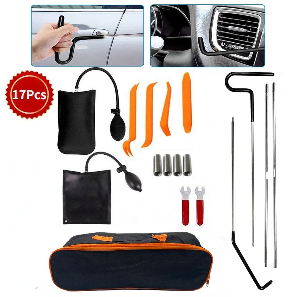 Auto Door Unlock Tool Kit Lockout Long Reach Hook Key Grabber with Air ...