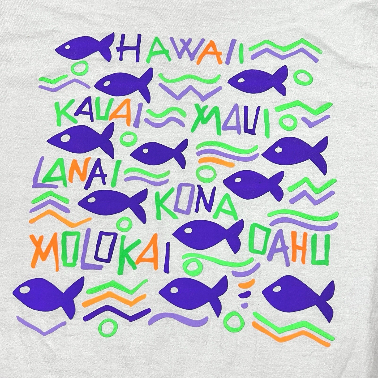Vintage Single Stitch Hawaii T Shirt White Highlighter Colors Graphic ...