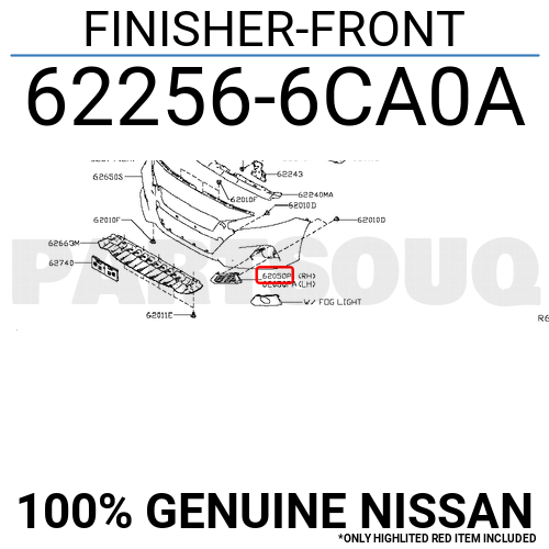 622566CA0A Genuine Nissan FINISHER-FRONT 62256-6CA0A | eBay