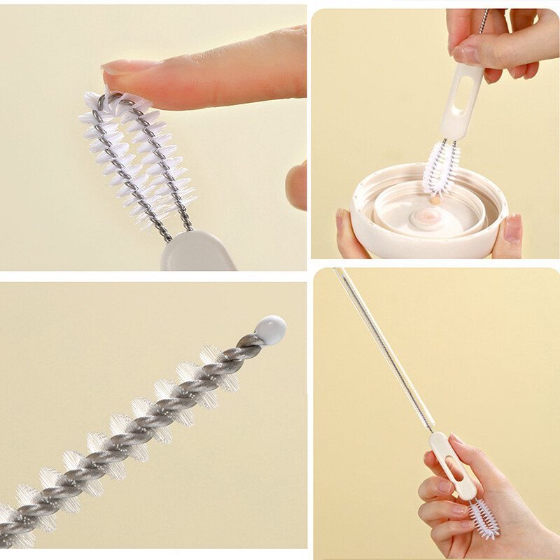 Drinking Straw Cleaner Reusable Brush Tube Pipe Nylon Stainless Steel ...